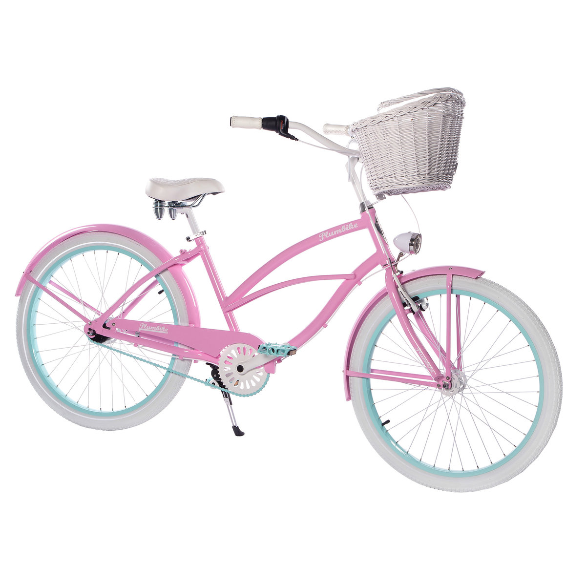 Rower miejski damski z bagażnikiem PlumBike 26 cali jasnoróżowy ...