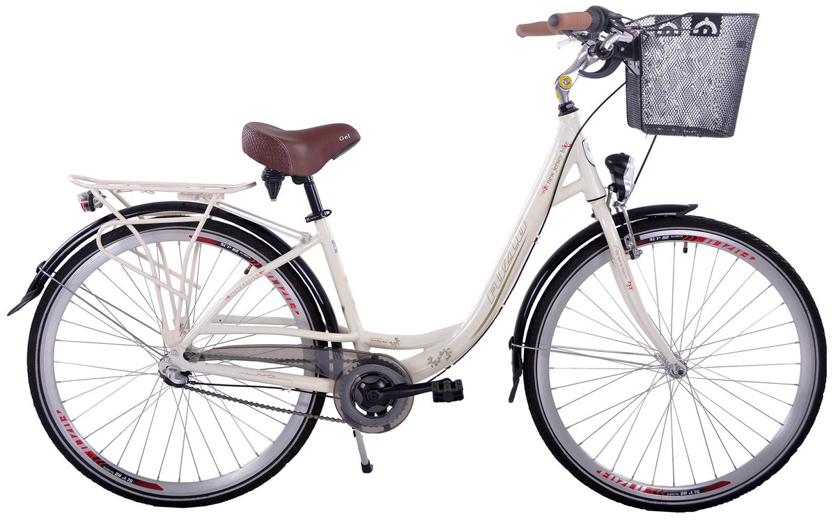 Rower miejski damski z koszykiem Fuzlu 28 cali kremowy - Fuzlu | Sport ...
