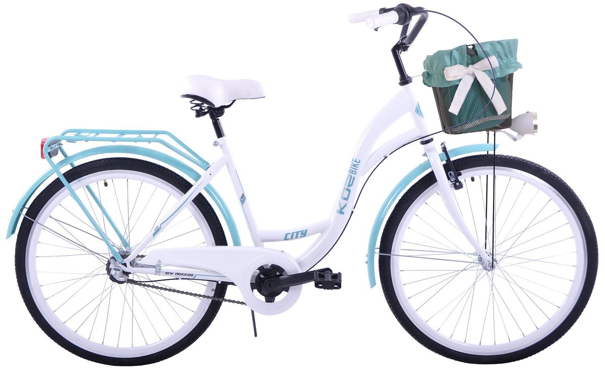 Rower miejski damski z koszykiem Kozbike 26 cali biały - Kozbike ...