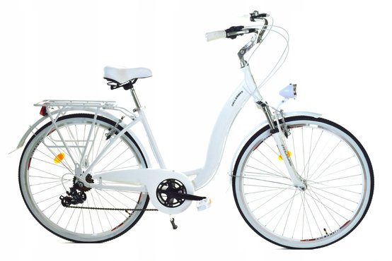 Rower miejski damski z przerzutkami DALLAS BIKE 28 cali biały - DALLAS ...