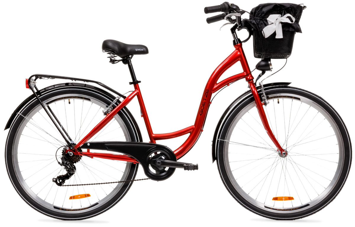 Rower miejski damski z przerzutkami Goetze 28 cali czerwony - Goetze ...