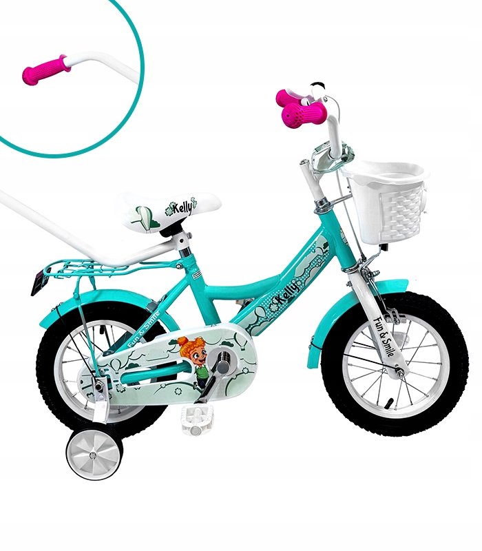 ROWER ROWEREK DZIECIĘCY NA DZIEWCZYNKI 12 CALI + BOCZNE KÓŁKA PROWADNIK ...