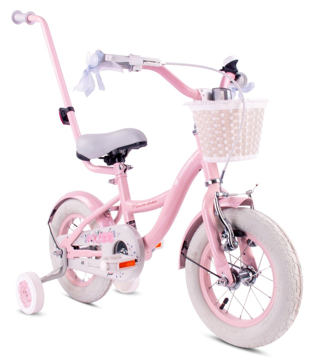 Rowerek Dziecięcy Rower Dla Dziewczynki 12 Cali Koszyk Prowadnik Kółka ...