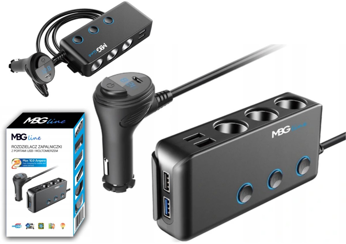 Rozdzielacz Gniazda Zapalniczki 12-24V 4xUSB QC PD - MBG LINE | Motoryzacja EMPIK