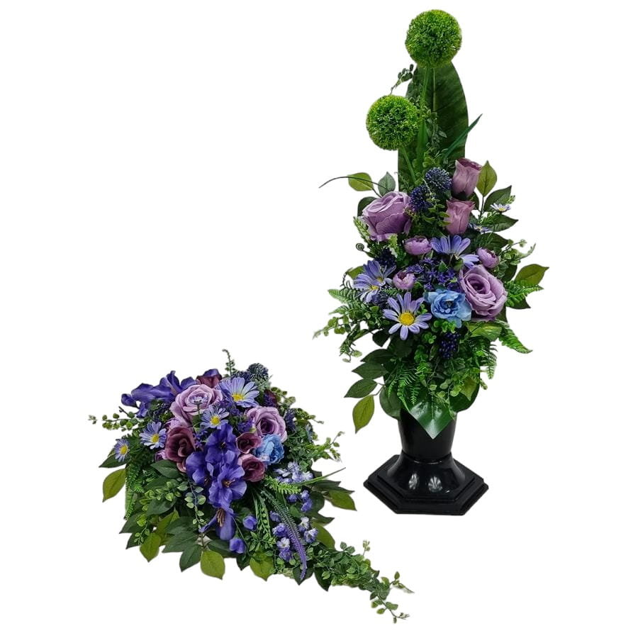 RÓŻE fiolet (1040.15) KOMPLET stroik + bukiet WE WKŁADZIE na grób ...