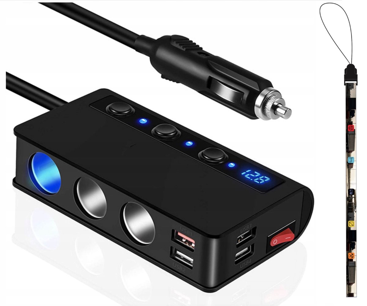 Rozgałęźnik | Rozdzielacz USB 12/24V|QC USB-A|3 x USB-A|3 x zapalniczka|LCD - Inna marka ...
