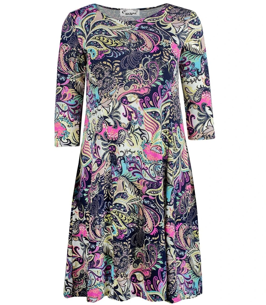 Rozkloszowana sukienka midi w kwiaty Wiosenna PLUS SIZE SUZI-50 ...