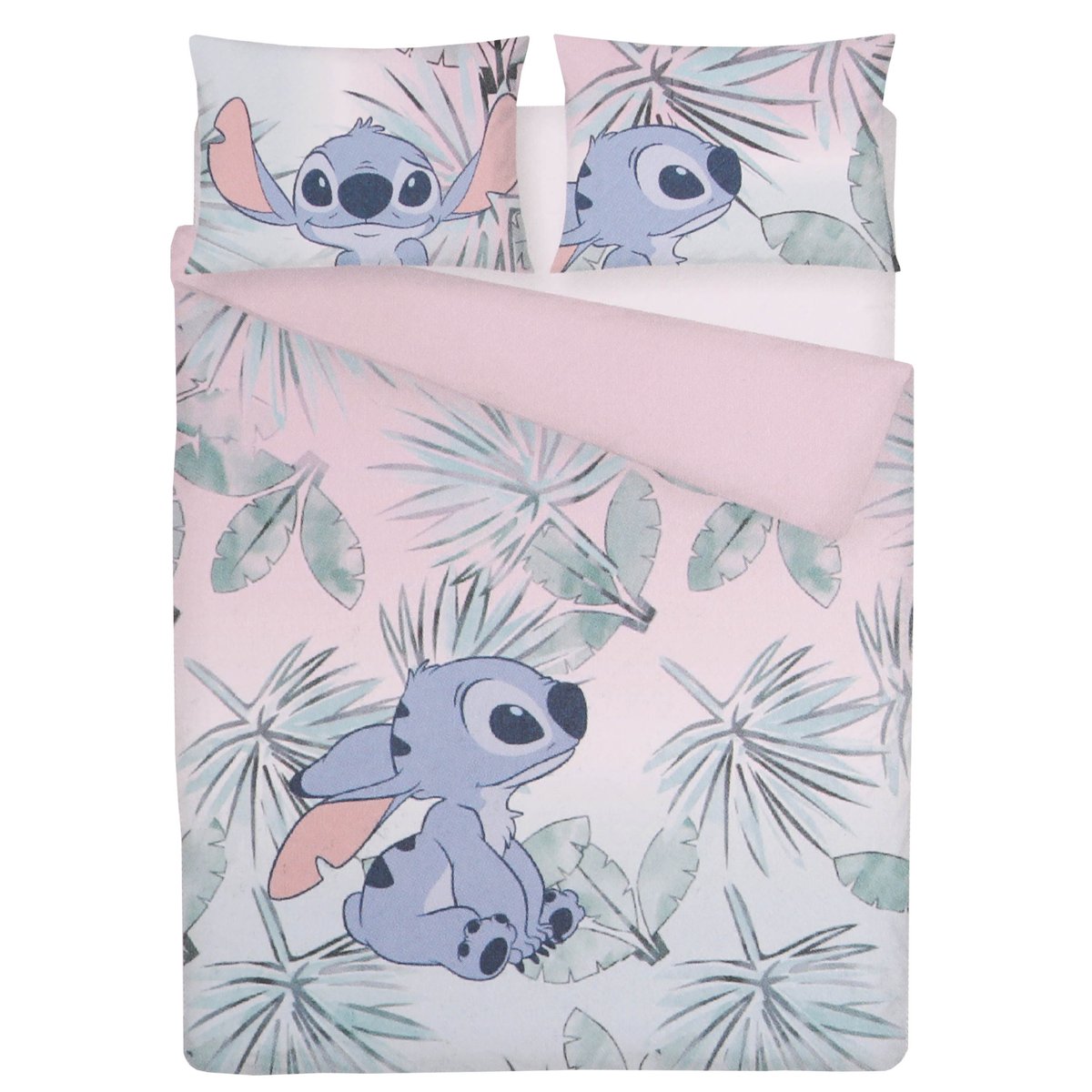 Różowo-błękitna pościel bawełniana 230x220 cm STITCH DISNEY, OEKO-TEX ...