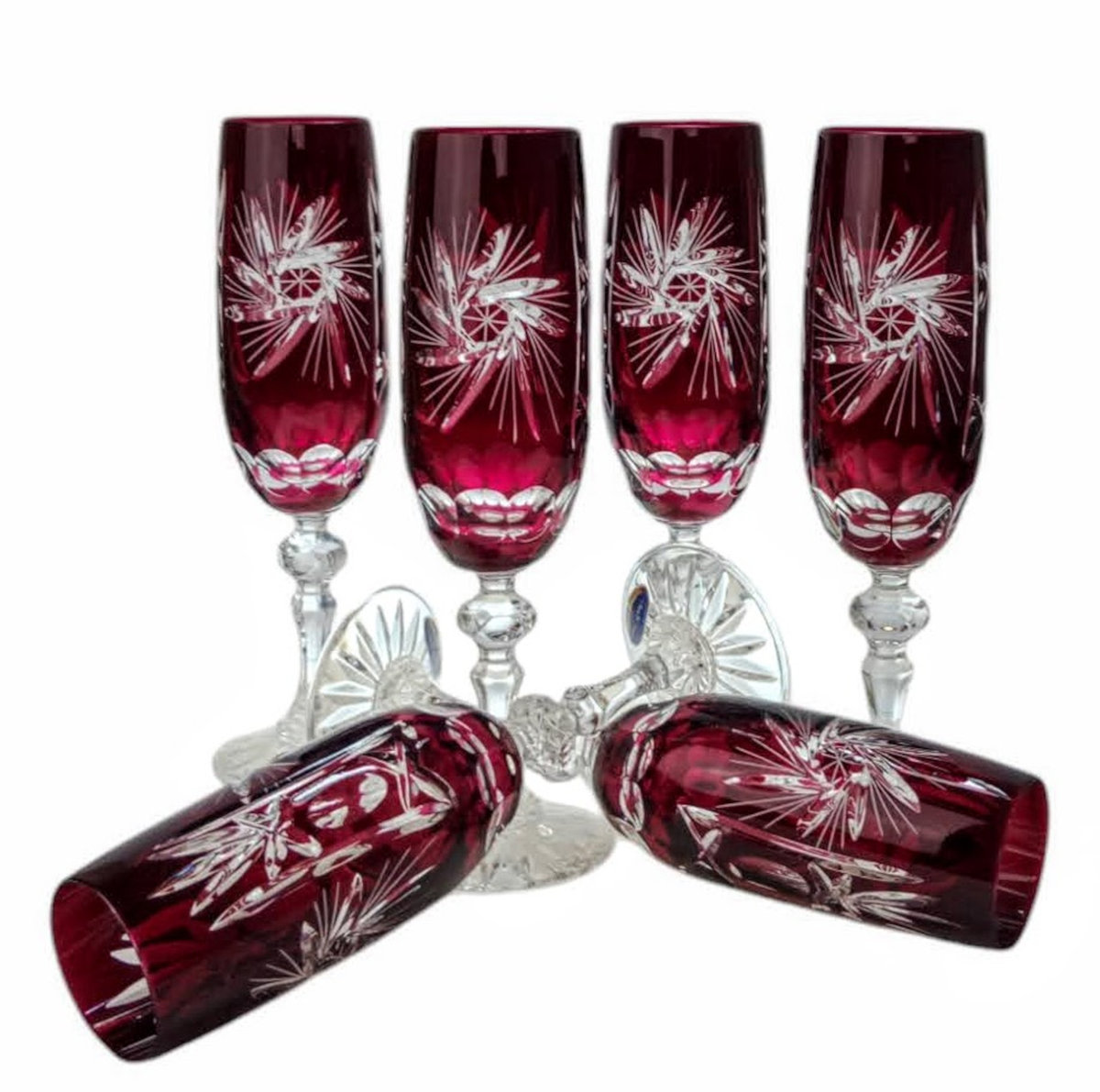 Rubinowe kryształowe kieliszki do szampana 170ml Młynek Oliwka - Inna ...