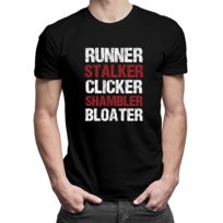 Runner, stalker, clicker, shambler, bloater - męska koszulka dla fanów ...