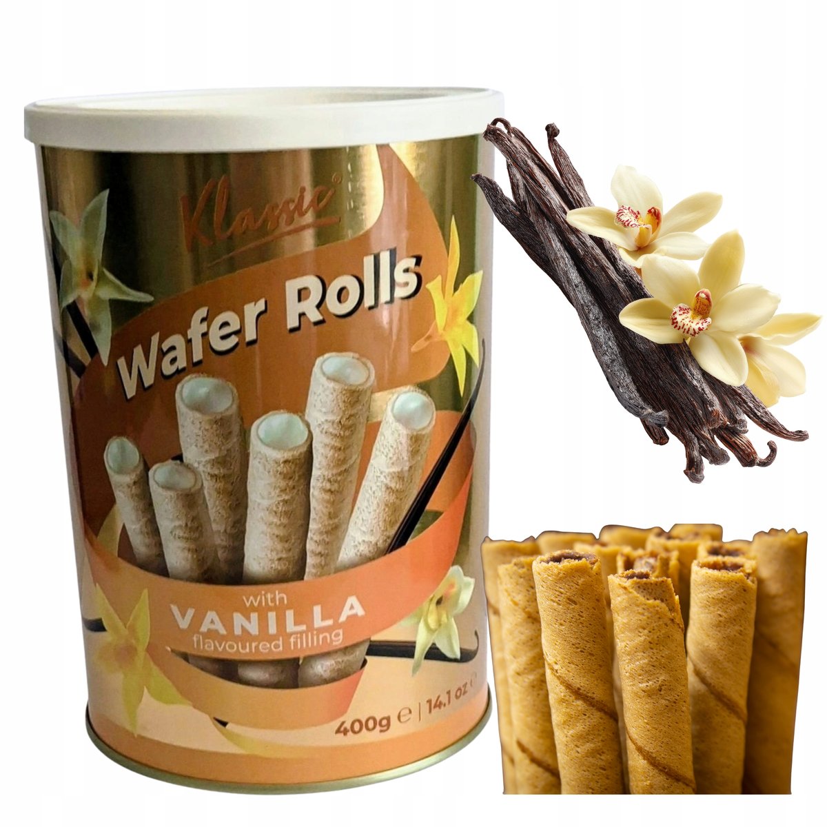 Rurki z Kremem Waniliowym Chrupiące Delikatne Rurki Z Kremem 400g ...