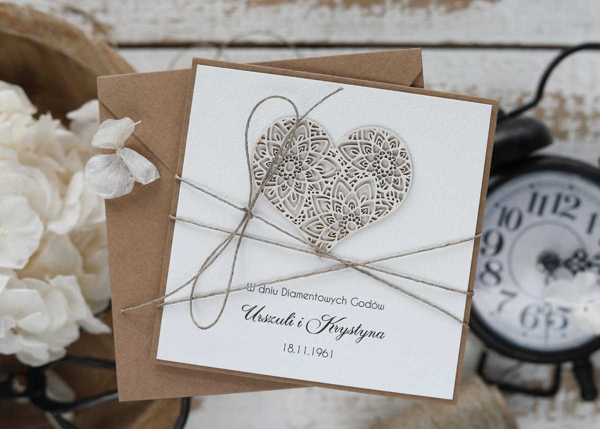 Rustykalna kartka personalizowane życzenia z okazji rocznicy ślubu - złote gody i inne - pomysł ...
