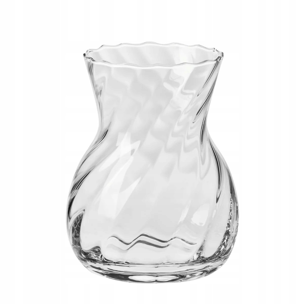 Ryflowany skręcony bezbarwny wazon KROSNO 19cm przezroczysty klasyczny ...