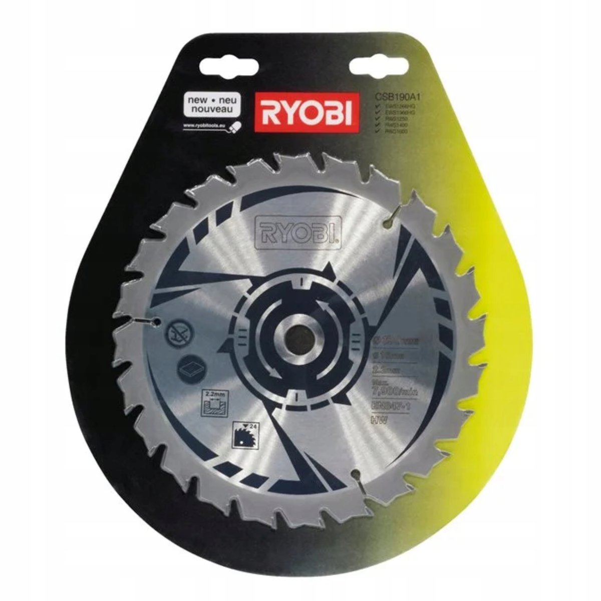 RYOBI Tarcza Widiowa do Drewna Sklejki Plastiku 190mm CSB190A1 - Ryobi | Sklep EMPIK.COM