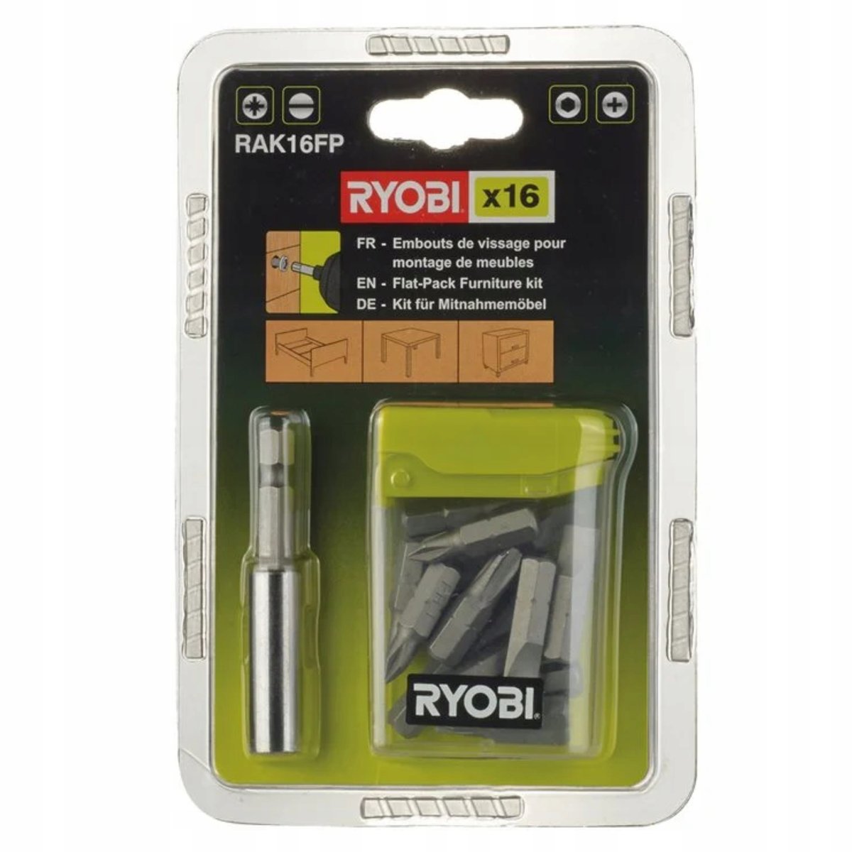 RYOBI Zestaw Bitów 16szt. Uchwyt Magnetyczny RAK16FP - Ryobi | Sklep EMPIK.COM