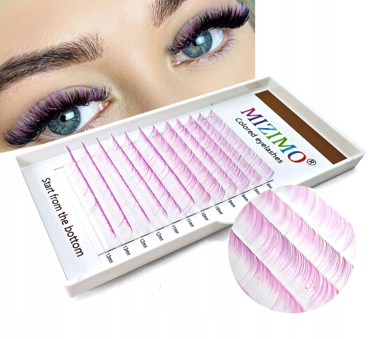 Rzęsy Kolorowe 8-13mm D, 12 pasków, BIAŁO-RÓŻOWE | Sklep EMPIK.COM