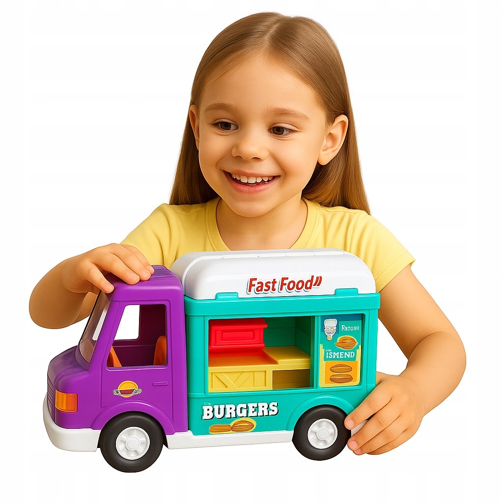 Samochód dla Lalek Kamper Food Truck Auto Fast Food Bus Burger K055 ...