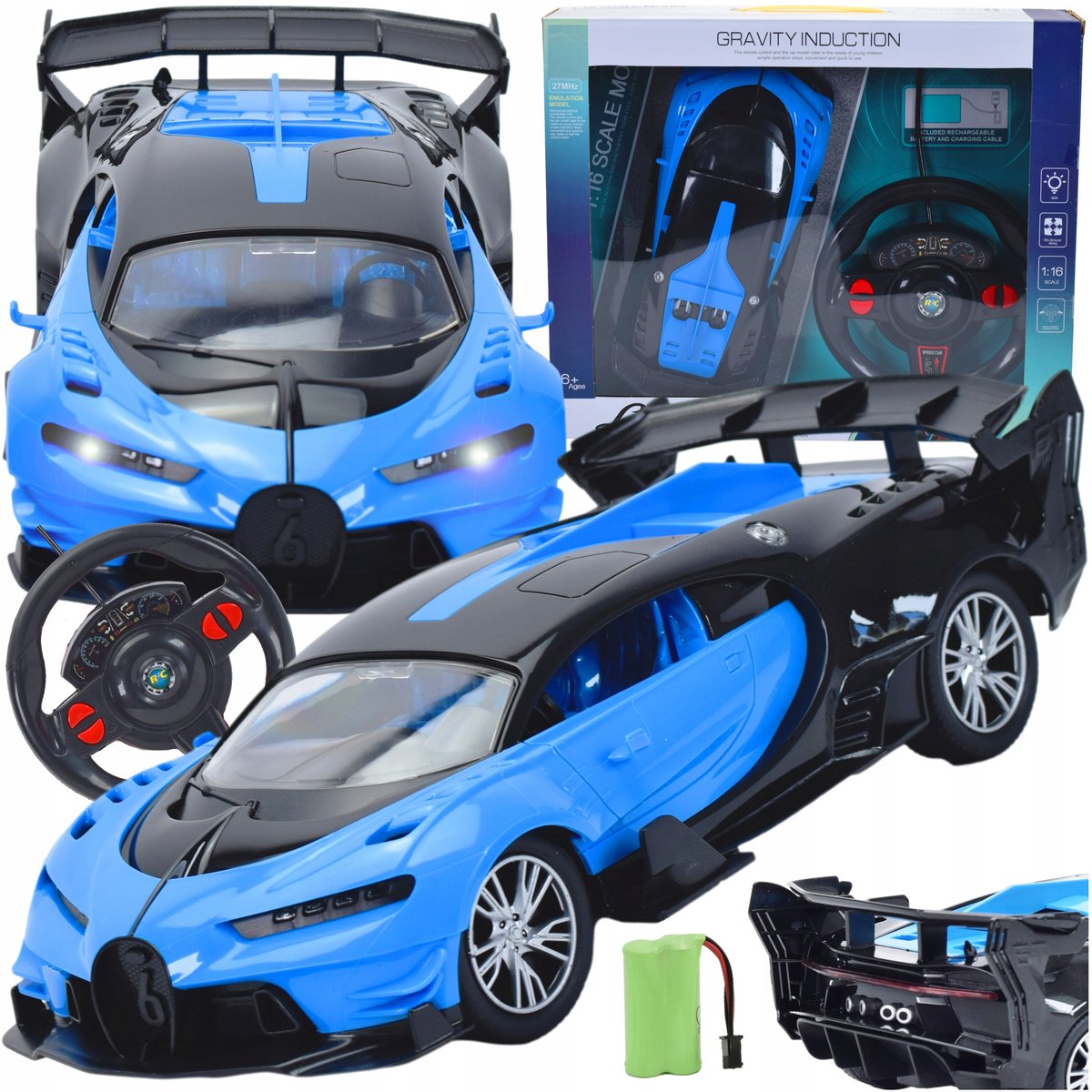 SAMOCHÓD SPORTOWY DŹWIĘK AUTO ŚWIATŁA AKU MODEL STEROWANY NA PILOT RC ...