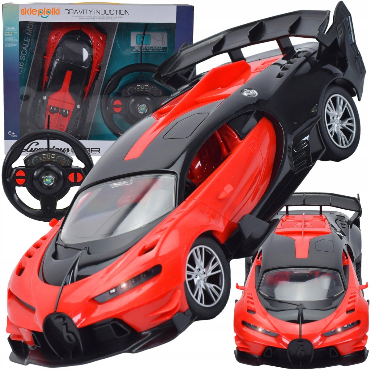 SAMOCHÓD SPORTOWY DŹWIĘK AUTO ŚWIATŁA MODEL AKU STEROWANY NA PILOT RC ...