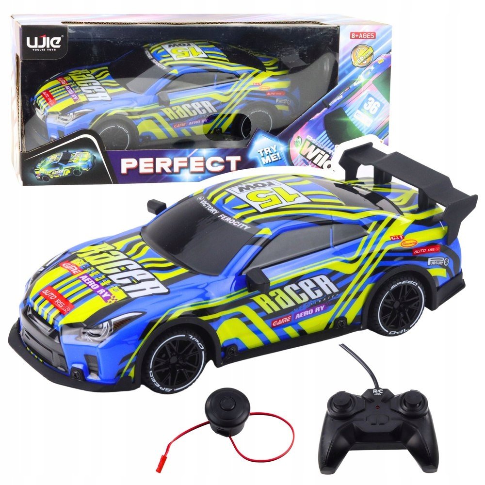 Samochód Sportowy Zdalnie Sterowany Pilot Niebieski Żółty - Lean Toys ...