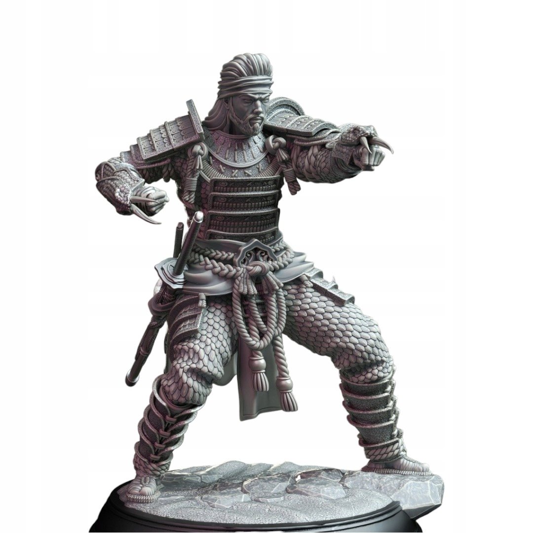 Samurai Jaszczur - Kazuhira figurka + podstawa dnd 3D druk 12k mini rpg ...