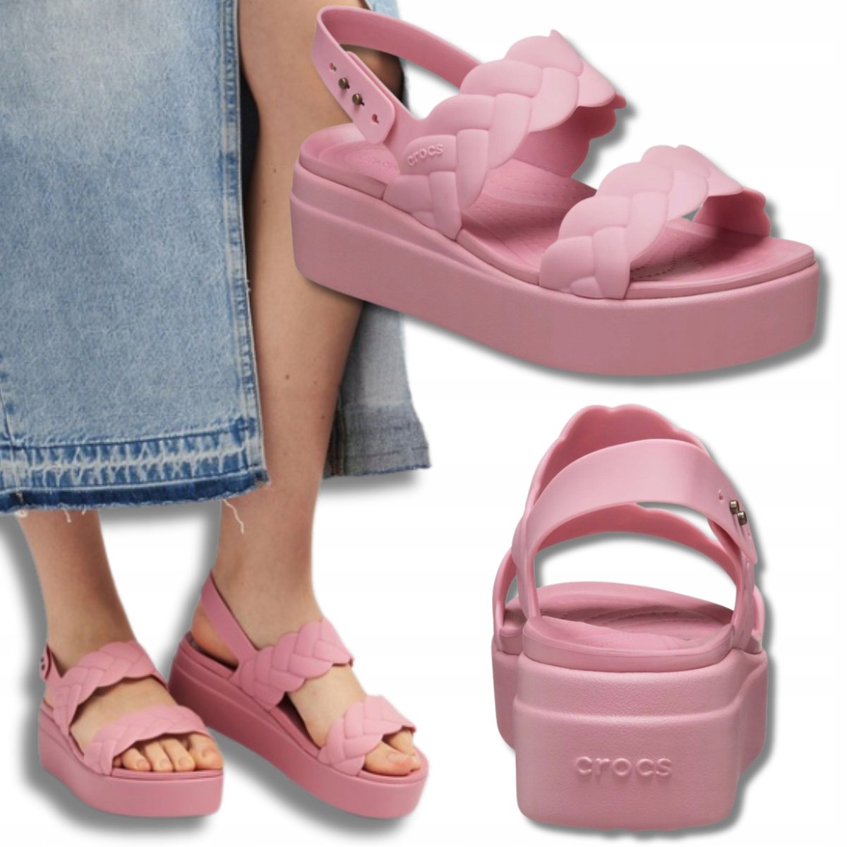 Sandały Damskie Na Koturnie Platformie Crocs Wygodne Lekkie Wygodne 36 ...