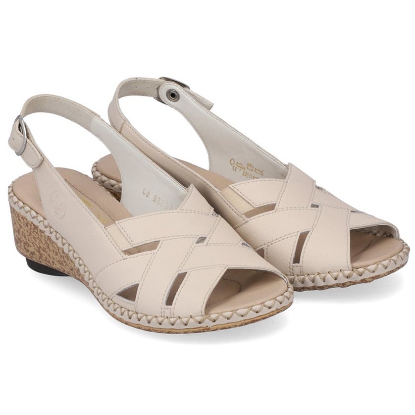 Sandały damskie na koturnie Rieker 66189-60 BEIGE 39 - Rieker | Sport Sklep EMPIK.COM
