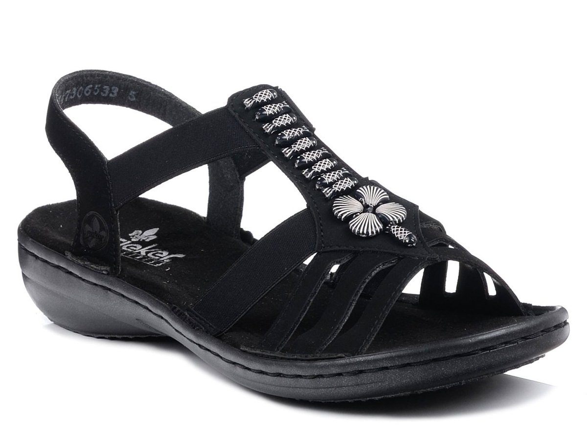 Sandały damskie Rieker 60806-00 wygodne płaskie czarne -39 - Rieker | Sport Sklep EMPIK.COM