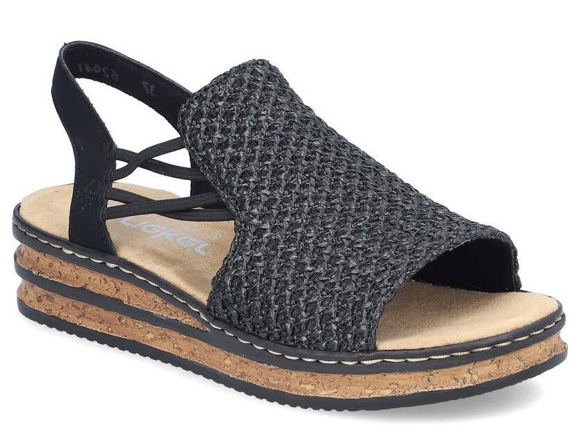 Sandały damskie Rieker 62941-00 na platformie z gumkami czarne -38 - Rieker | Sport Sklep EMPIK.COM