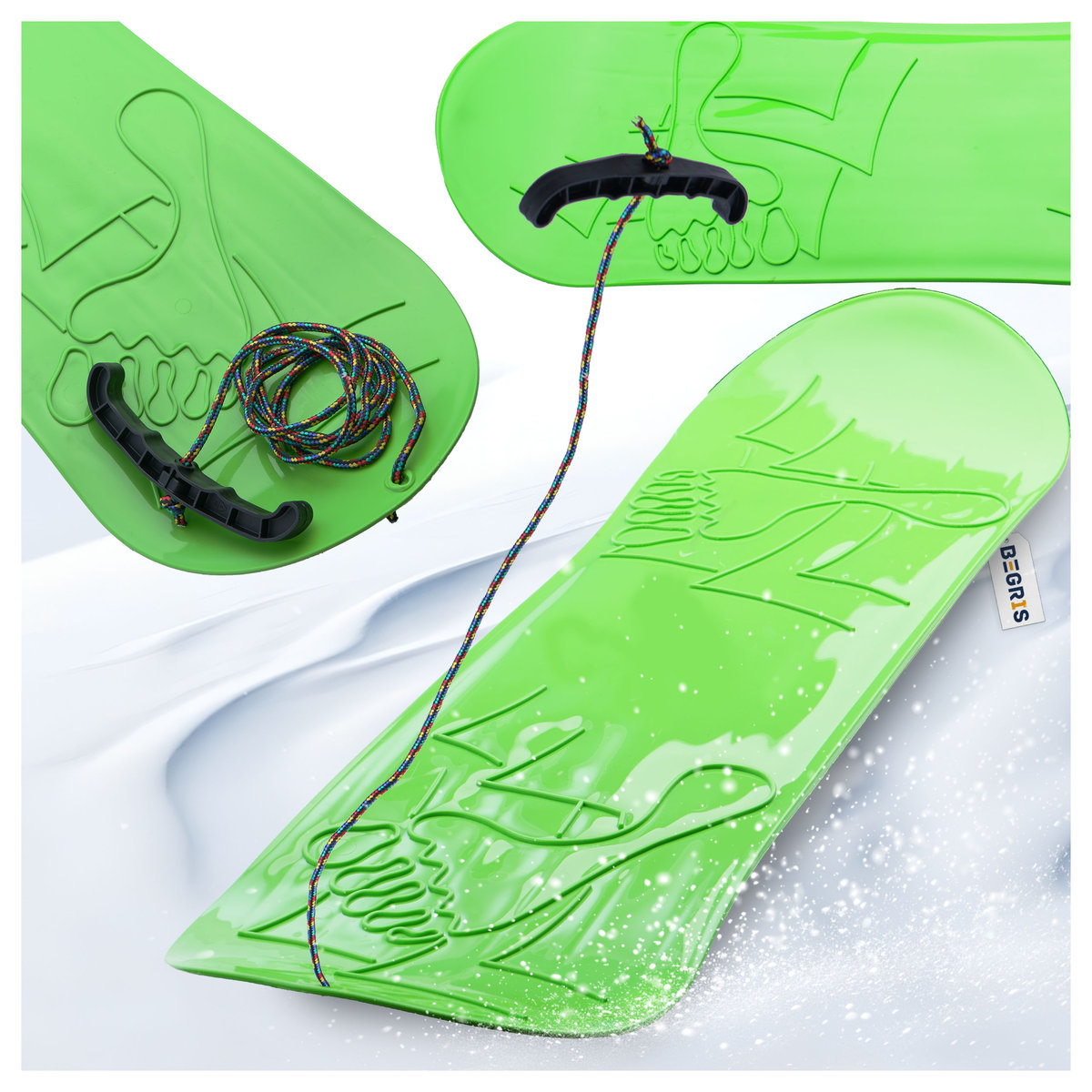 SANKI PLASTIKOWE DLA DZIECI ZIELONE ŚLIZG SNOWBOARD DESKA SNOWBOARDOWA ...