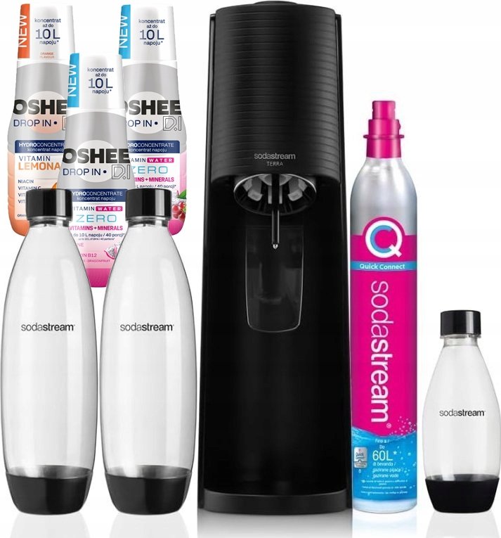 SATURATOR DO WODY SODASTREAM TERRA CZARNY 3 BUTELKI + 3 SYROPY ...