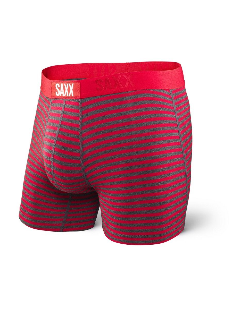 Saxx, Bokserki męskie, Vibe Boxer Modern Fit, szaro-czerwony, rozmiar S ... Saxx, Bokserki męskie, Vibe Boxer Modern Fit, szaro-czerwony, rozmiar S ...