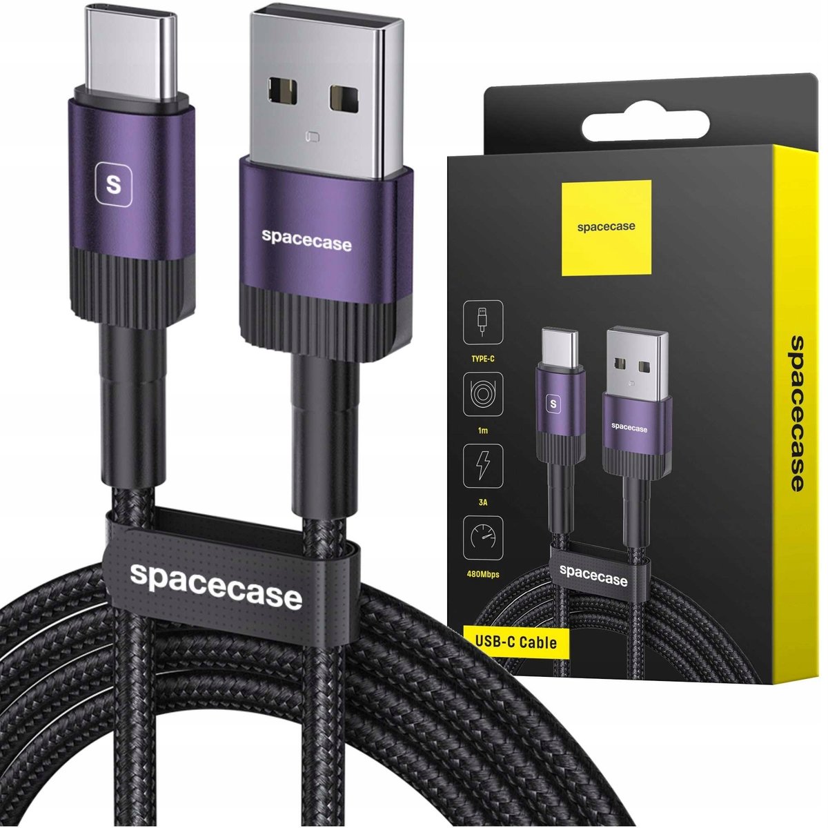 SC USB-C Cable 1M 3A purple - Spacecase | Sklep EMPIK.COM