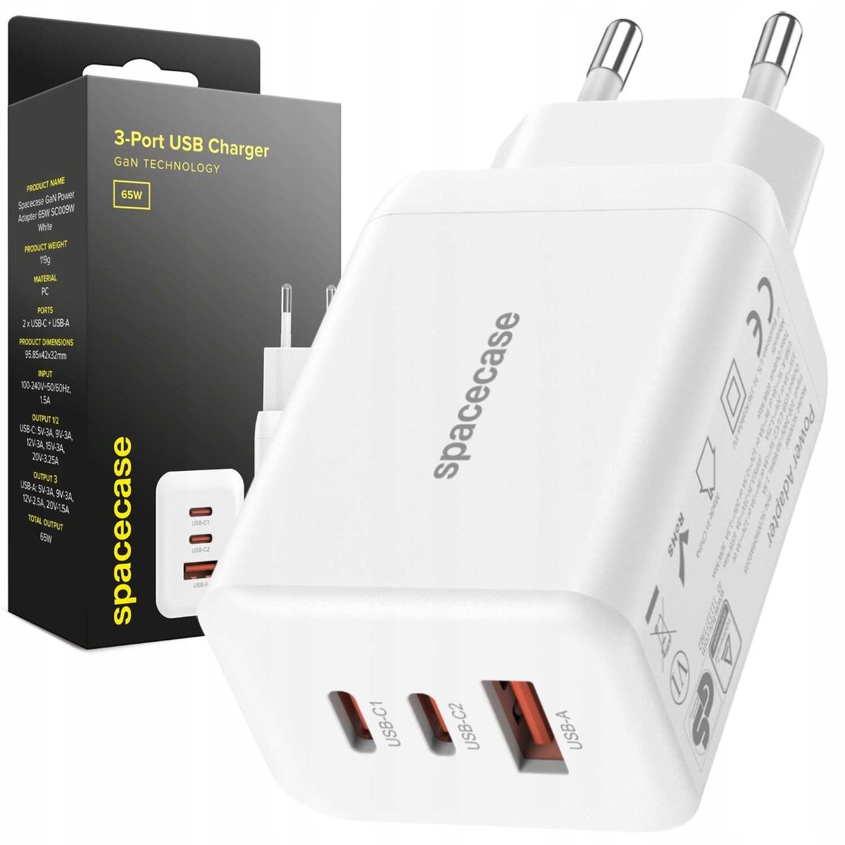 SC USB Charger 65W GaN SC009W white - Spacecase | Sklep EMPIK.COM