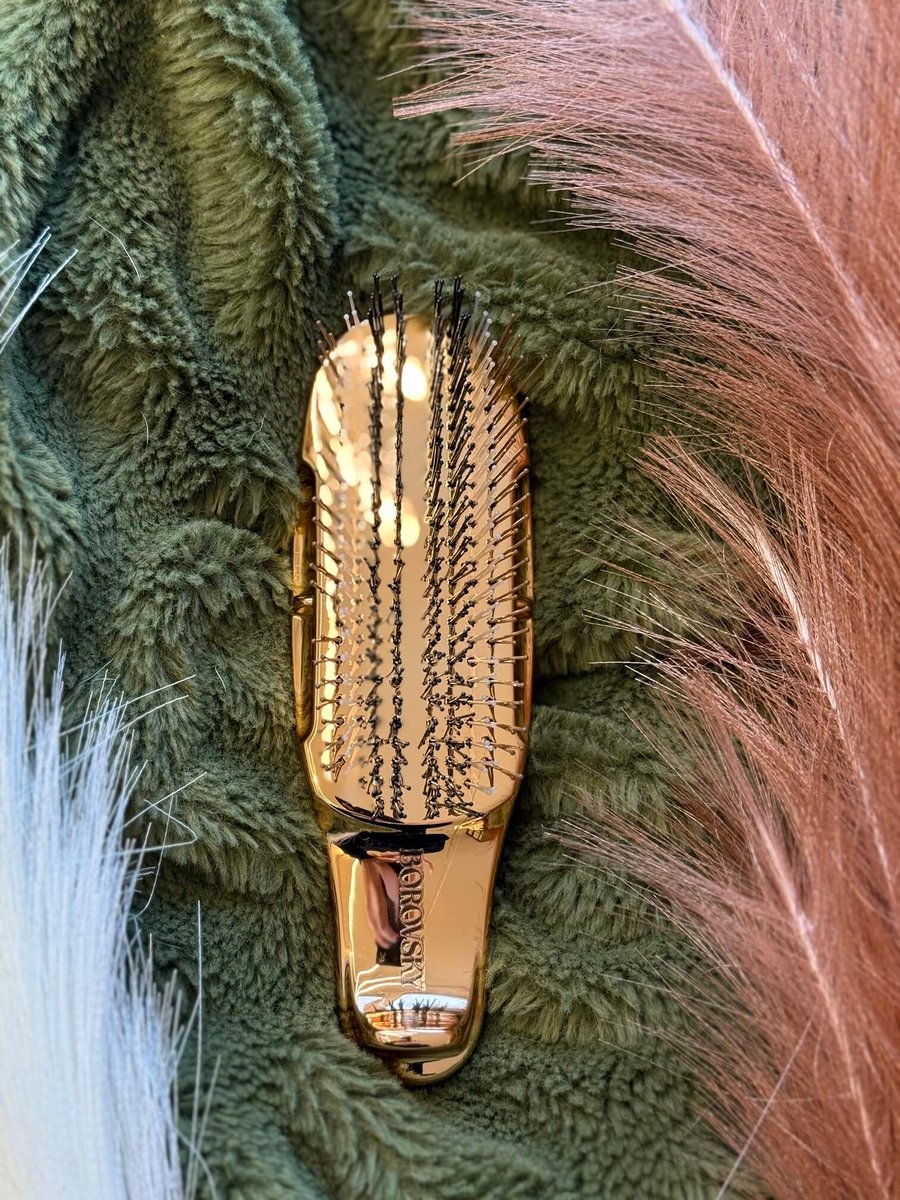 Scalp brush Borovsky mini gold Mała szczotka do pielęgnacji włosów i ...