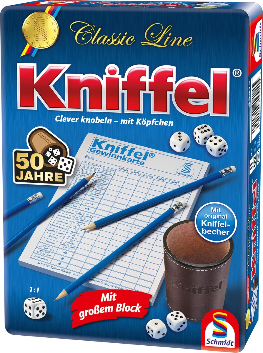 Schmidt Spiele 49415 Kniffel in der Classic Line, 50-letnia edycja ...