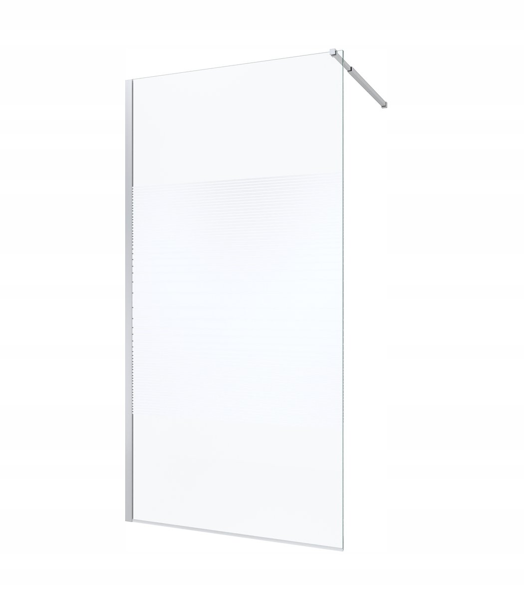 ŚCIANKA SZYBA PRYSZNICOWA WALK-IN 90 CM CHROM W PASY KABINA SZKŁO 8MM ...