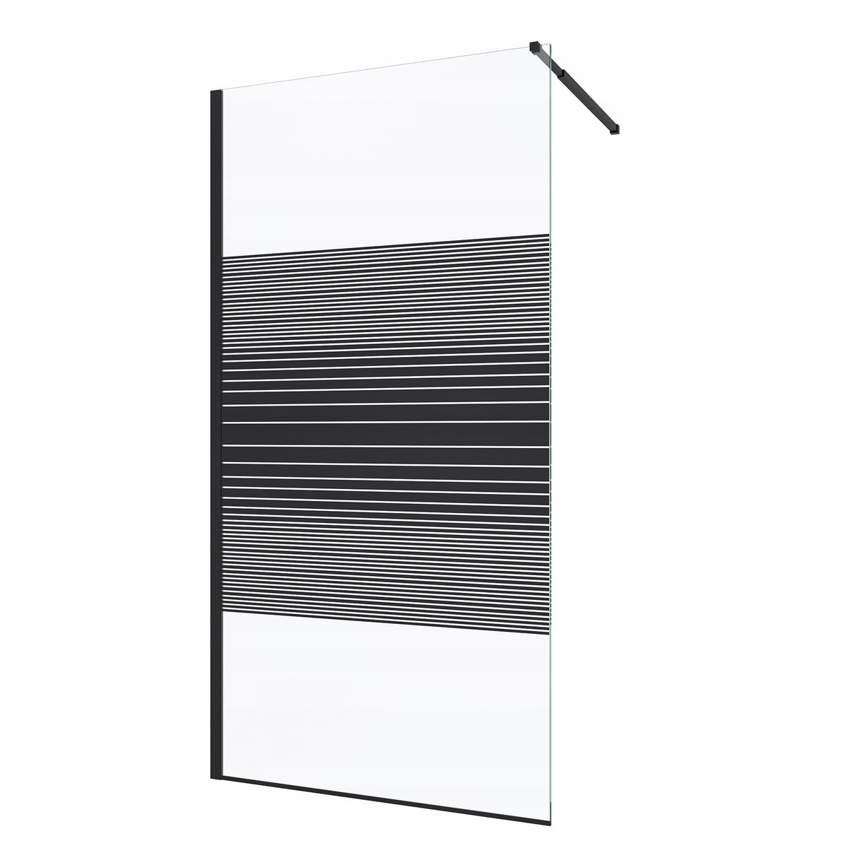ŚCIANKA SZYBA PRYSZNICOWA WALK-IN 90 CM CZARNA W PASY KABINA SZKŁO 8MM ...