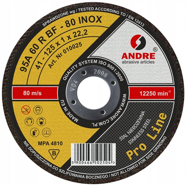ŚCIERNICA 41 125x1,6x22,2 95A46R BF-80 INOX - Andre | Sklep EMPIK.COM