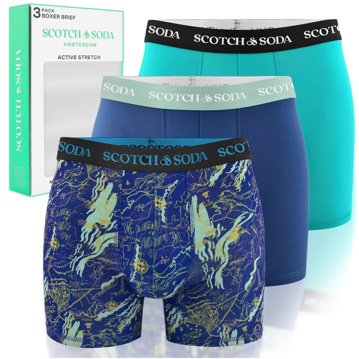 SCOTCH&SODA Bokserki Męskie 3 Sztuki Active Ultra Delikatne Dłuższa ...