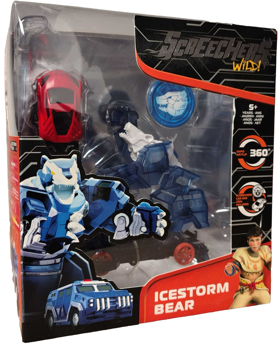 Screechers Wild! Zestaw Tansformujący Pojazd Icestorm Bear Niedźwiedź ...