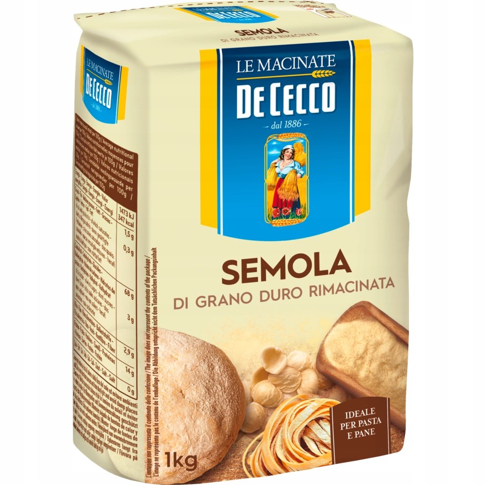 Semola Rimacinata 1Kg Mąka De Cecco Włoska Semolina Drobna - De Cecco ...
