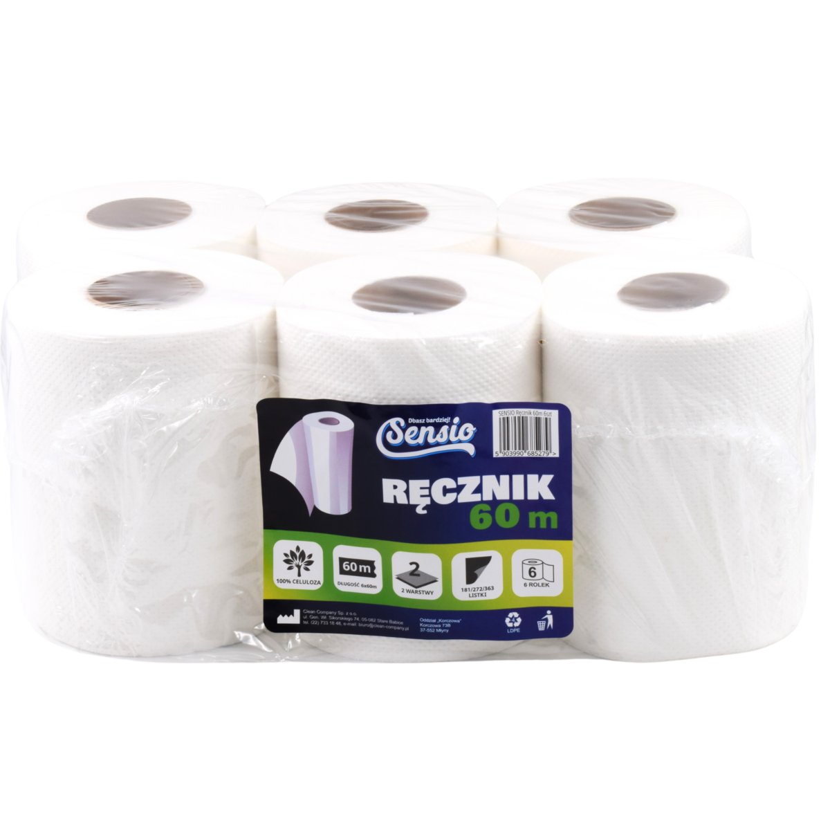 SENSIO Ręcznik celuloza, 2W biały, 6 rolek x 60m - Margo Pack | Sklep ...