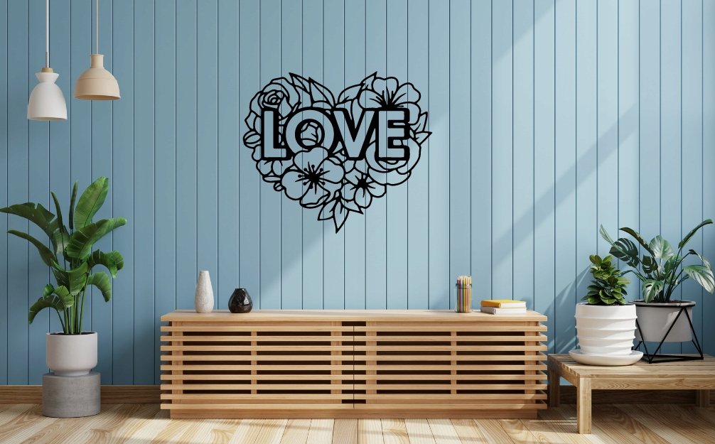 SERCE LOVE DEKORACJA PANEL ŚCIENNY NAKLEJKA OBRAZ 60x51 cm ...