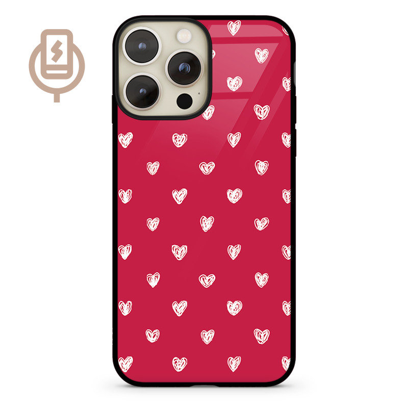 Serduszka czerwone - iPhone 15 Pro Etui szklane flexible indukcyjne ...