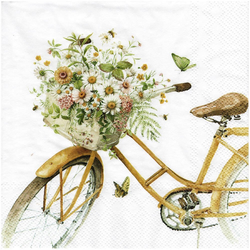 Serwetka do decoupage 33x33cm Flower bike rower z kwiatami 1szt - IHR ...
