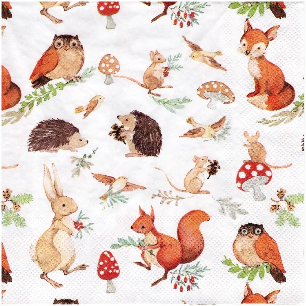 SERWETKA do decoupage 33x33cm - Woodland Animals zwierzątka leśne ...