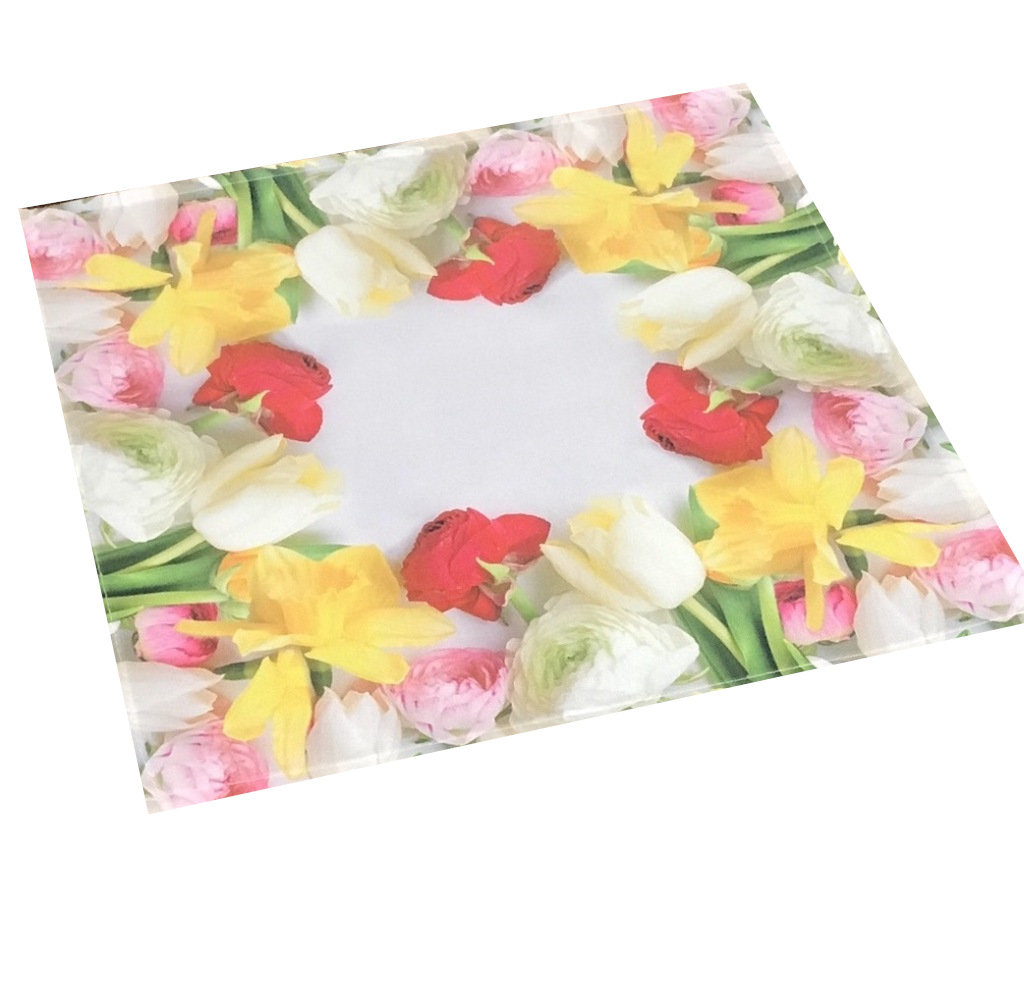 Serwetka z nadrukiem, 40x40, wielokolorowa w kwiaty, OH-210-A ...