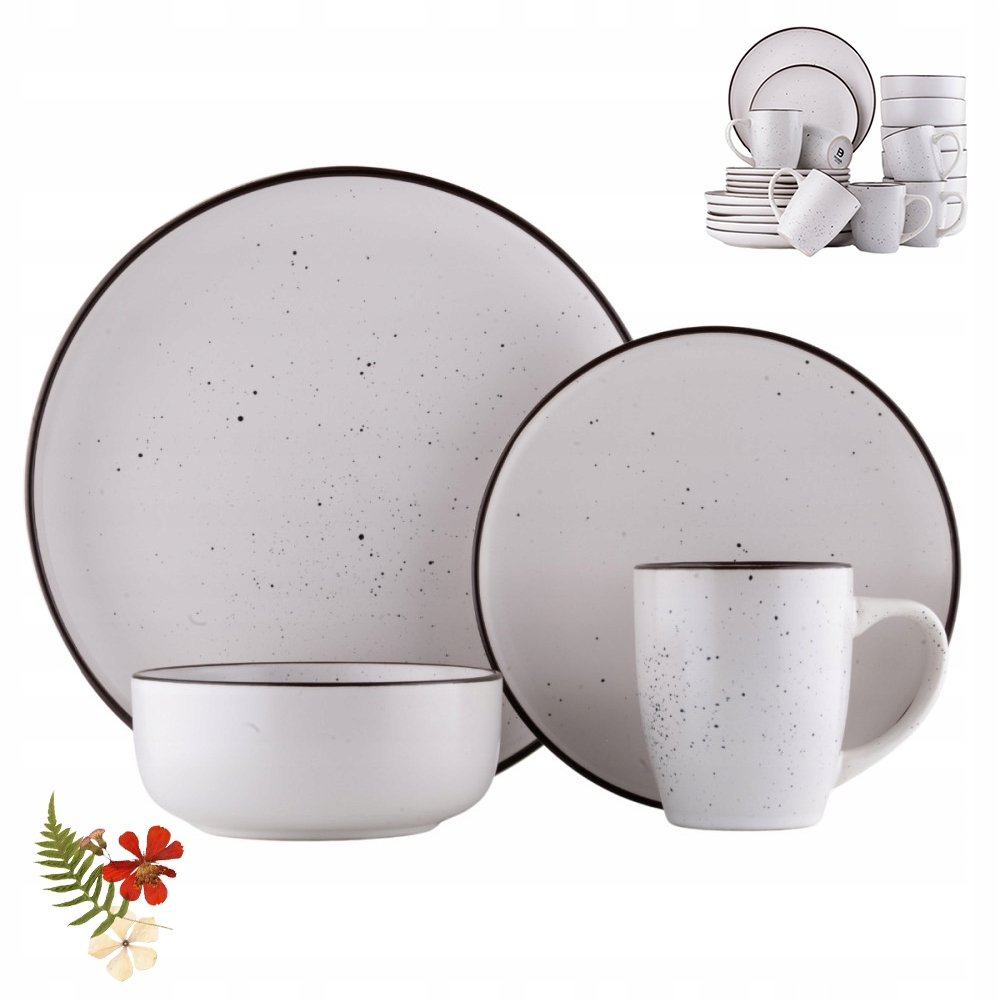 SERWIS komplet OBIADOWY 24 elementy 6 osób Kamionka Prima Deco JASNY ...