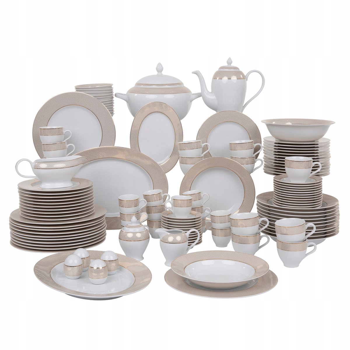 Serwis obiadowo-kawowy dla 12 osób 124-elementowy Aurora Gold D-78874 ...